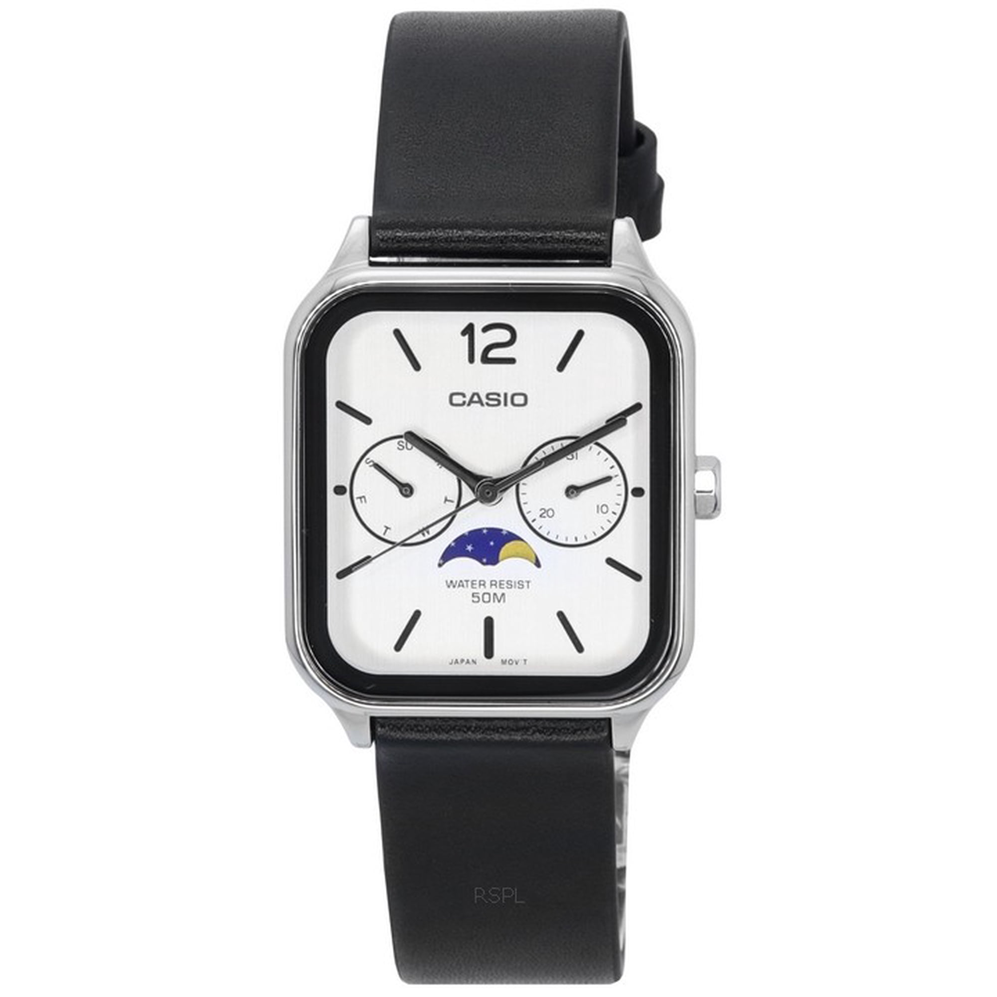 Click here for Casio Standard Analog Moon Phase Leather Strap Whi... prices