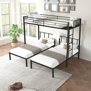 Morgan Twin over Full Bunk Bed with Built-in Ladders Black - Walmart.com
