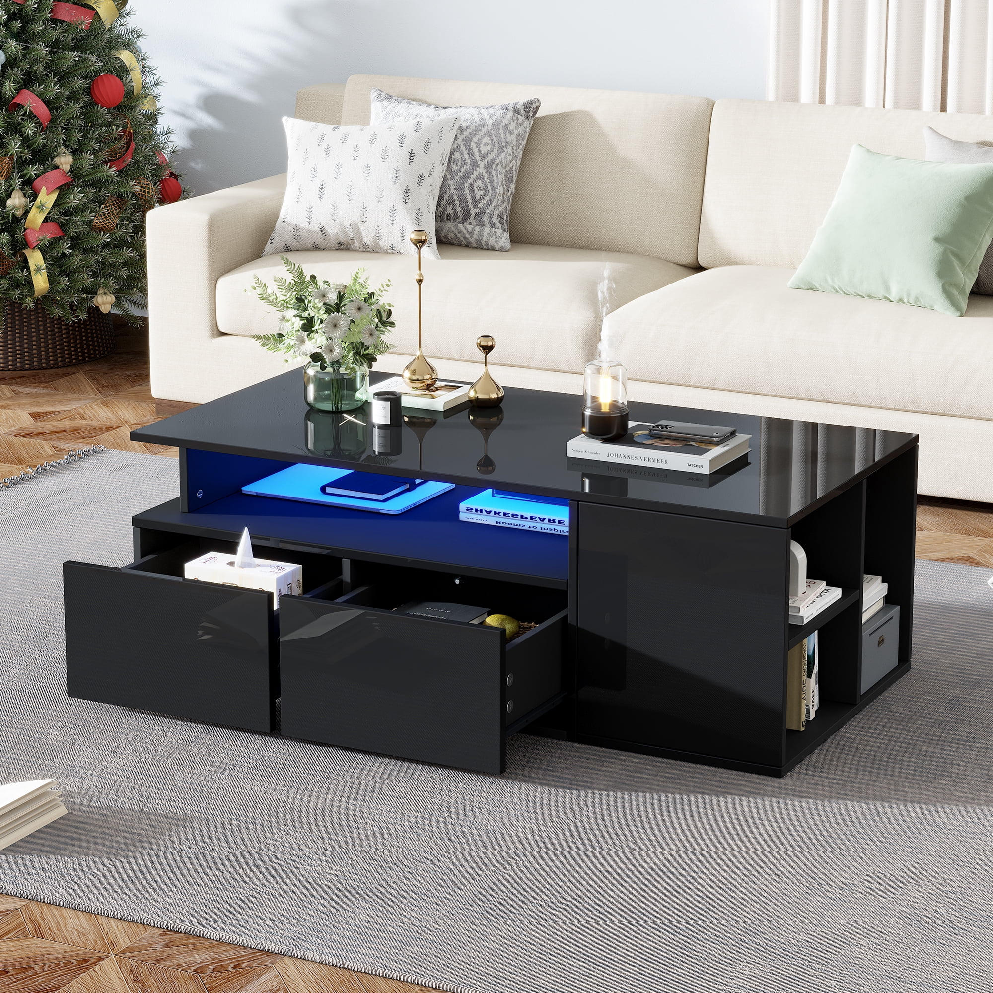 Click here for Noble House High Gloss Coffee Table open Storage W... prices
