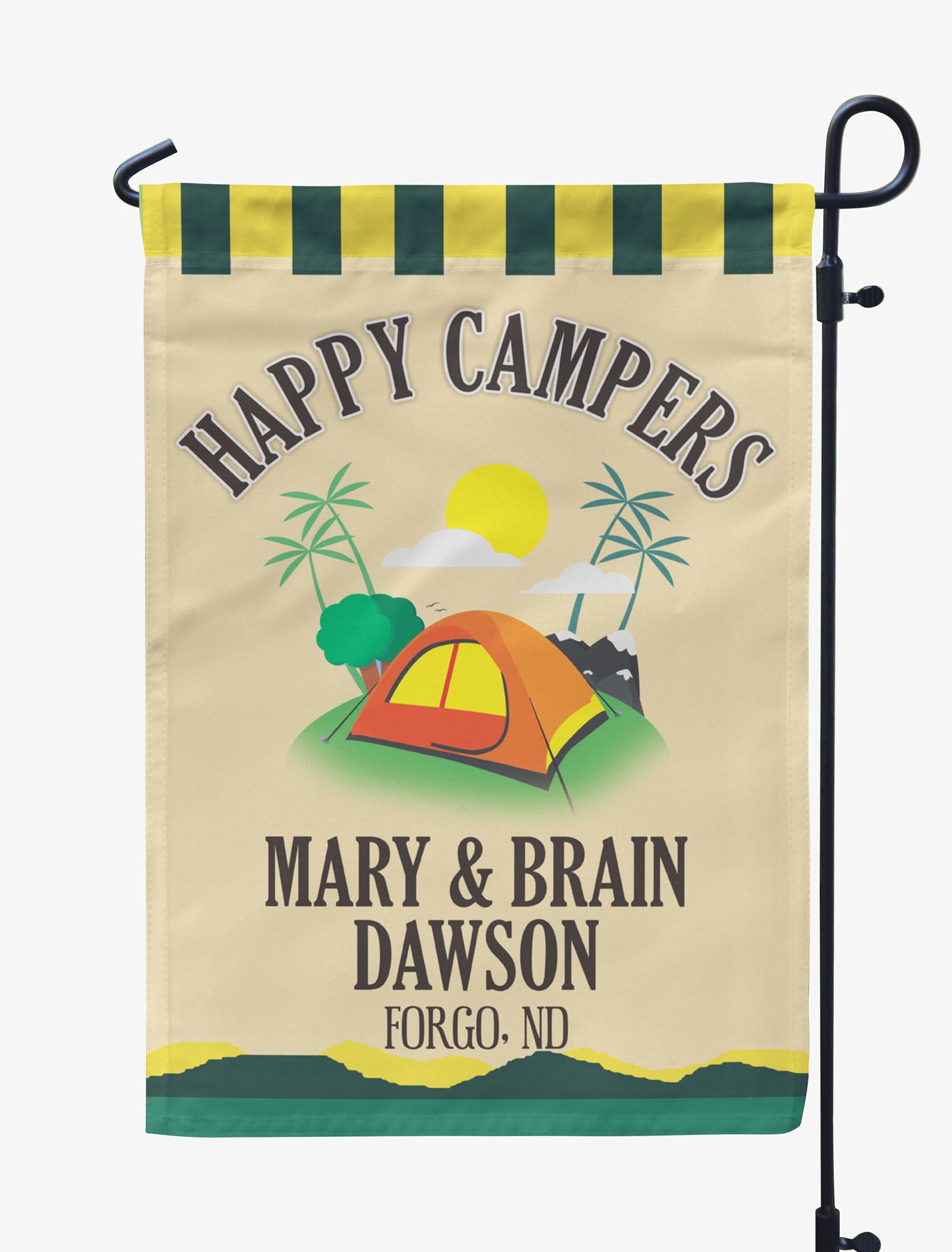 Printtoo Tan Happy Campers Campsite Camping Flags Personalized Outdoor ...