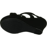 LINDY Strappy Open Toe Platform Wedge Sandals, Black, Lightweight ...