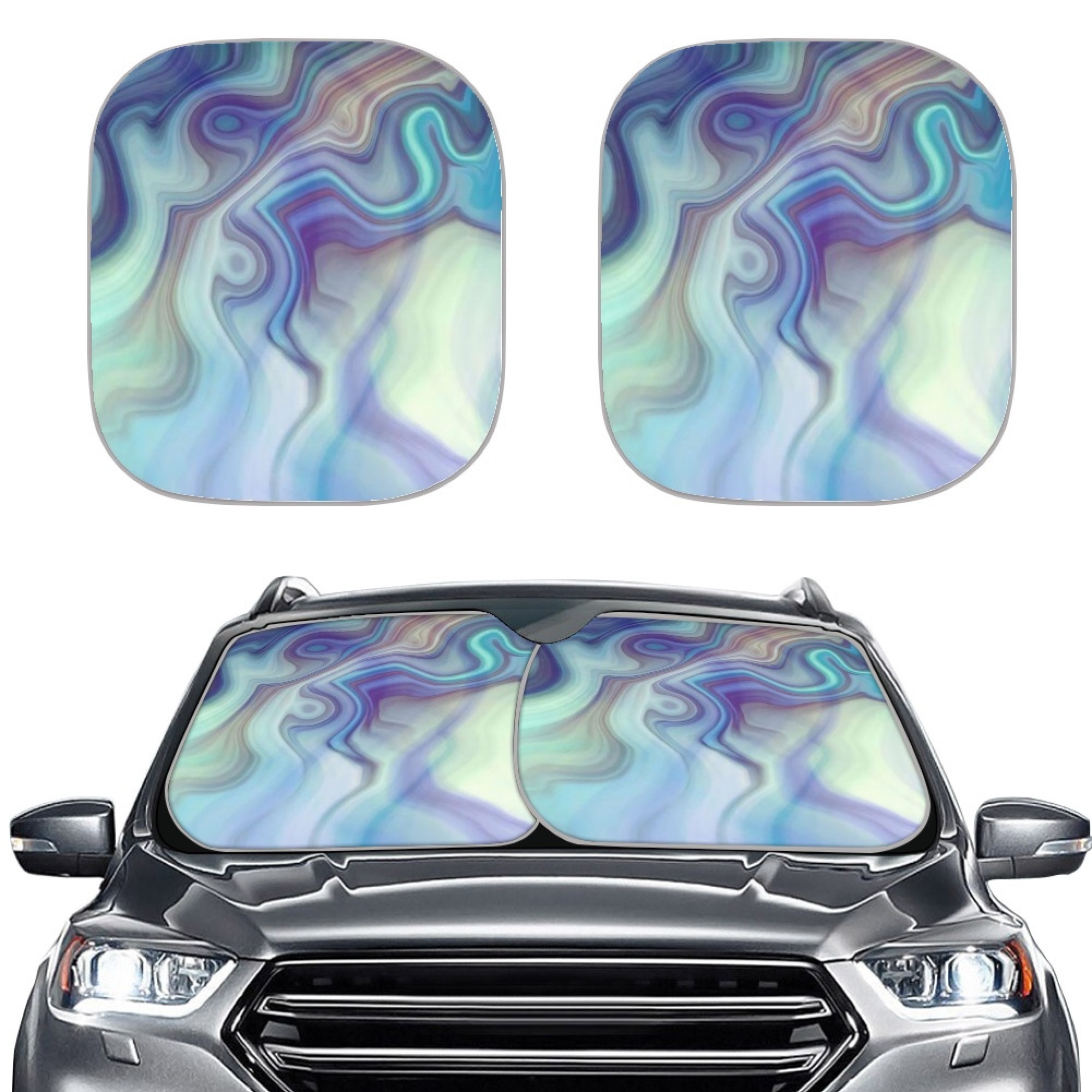 Diaonm Windshield Sun Shade 2 Pack Fantastic Marble Print Bling ...