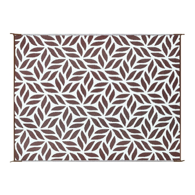Reversible Mat 8x10 Foot Outdoor Polypropylene Pattern Patio Rug, Brown ...