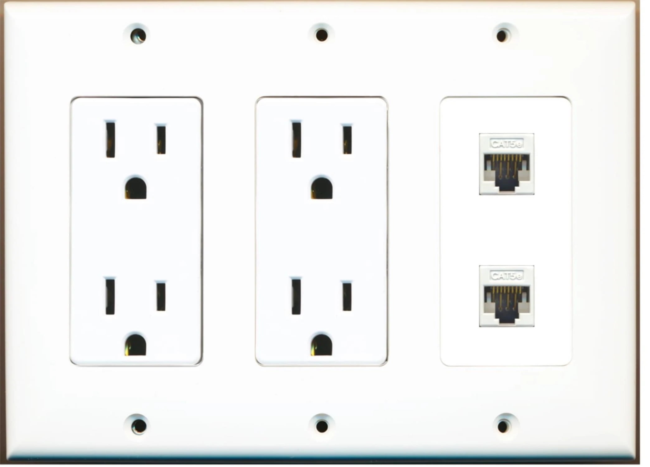 Ultra Spec Cables 2 Port Cat5e Ethernet F-F Wall Plate w/Dual Power ...