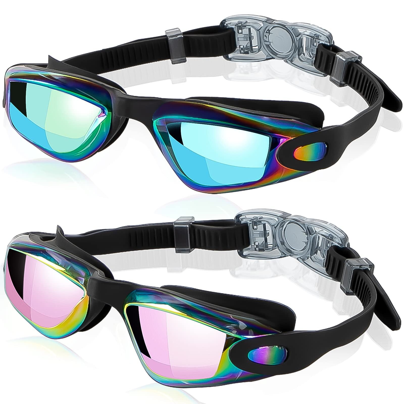 RIOROO Kids Swim Goggles, Pack of 2 Swimming Goggles for kids 3-14 ...