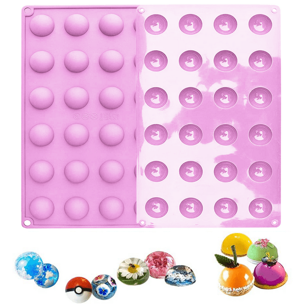 Mini 24-Cavity Semi Sphere Silicone Mold 2 Pack for Making Chocolate ...