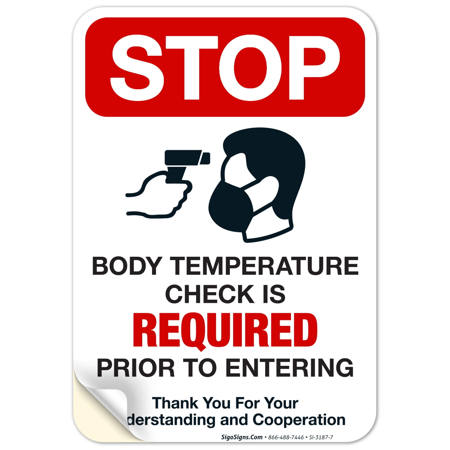 Stop Body Temperature Check Required Prior To Entering Sign, - Walmart.com