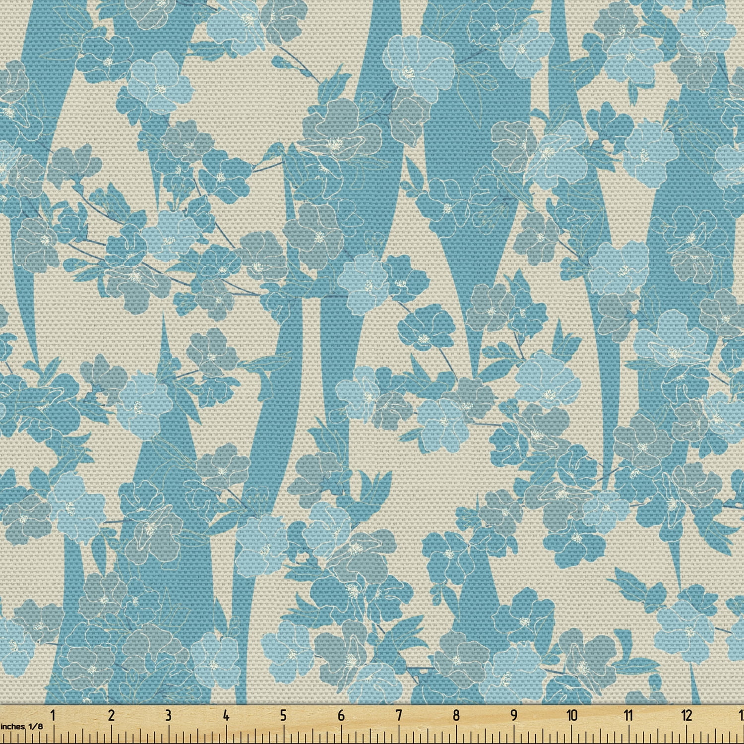 Floral Fabric by the Yard, Vintage Spring Branches Blossoms Pattern ...