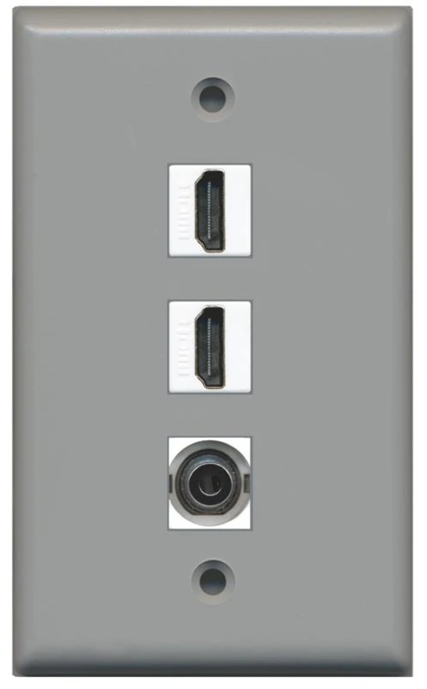 Ultra Spec Cables 2 Port HDMI 3.5mm Wall Plate Gray w/White Jacks ...