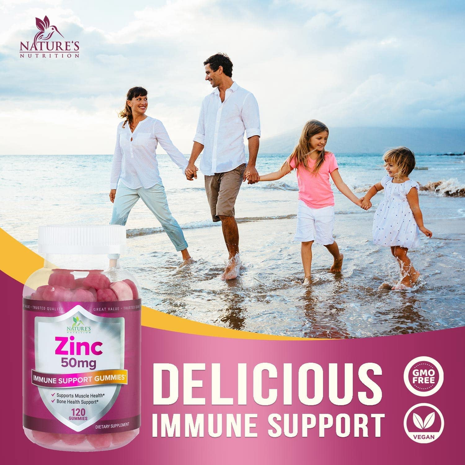 Buy Zinc Gummies for Kids and Adults 50mg Extra Strength Immune Support ...