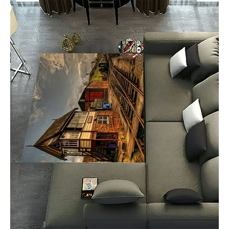 DEYOU cute train station background Area Rugs 4 x 6ft Floor Carpet Mat ...
