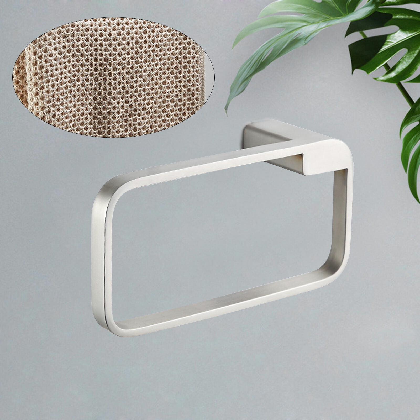 Brushed Nickel Square Towel Ring Towel Holder Bathroom Toilet Stainless ...