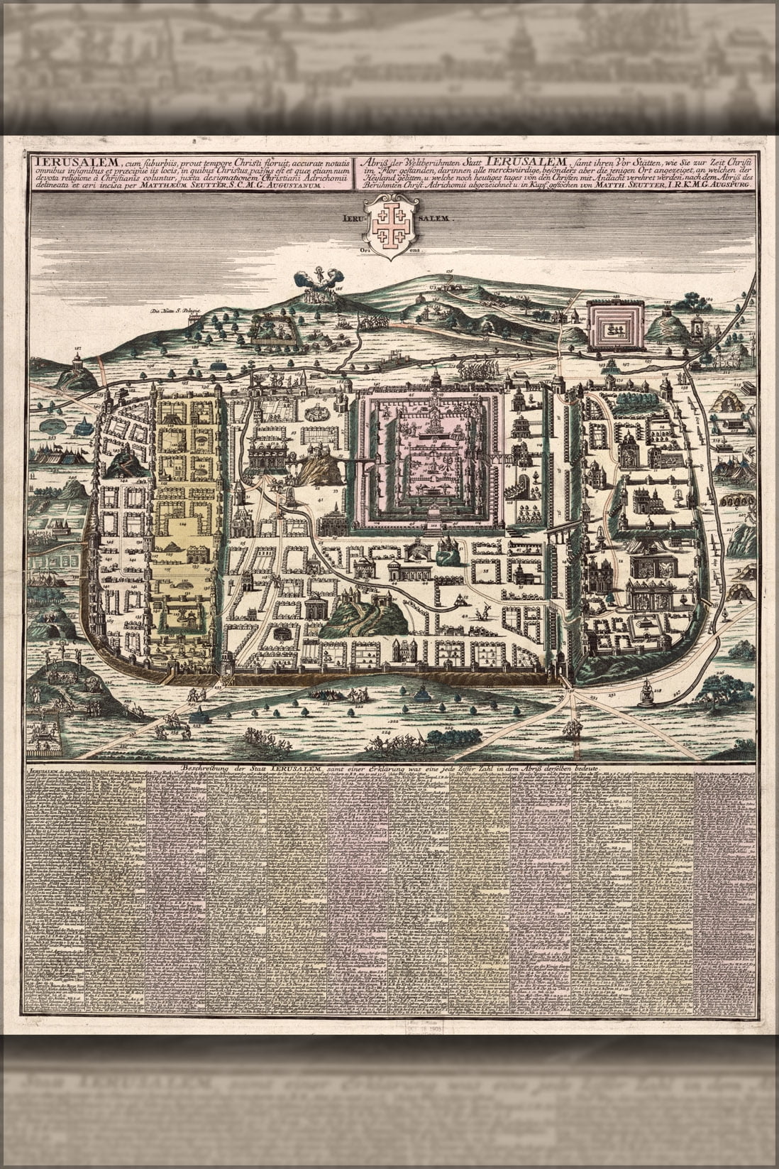 24"x36" Gallery Poster, map of Jerusalem israel time of jesus Christ ...