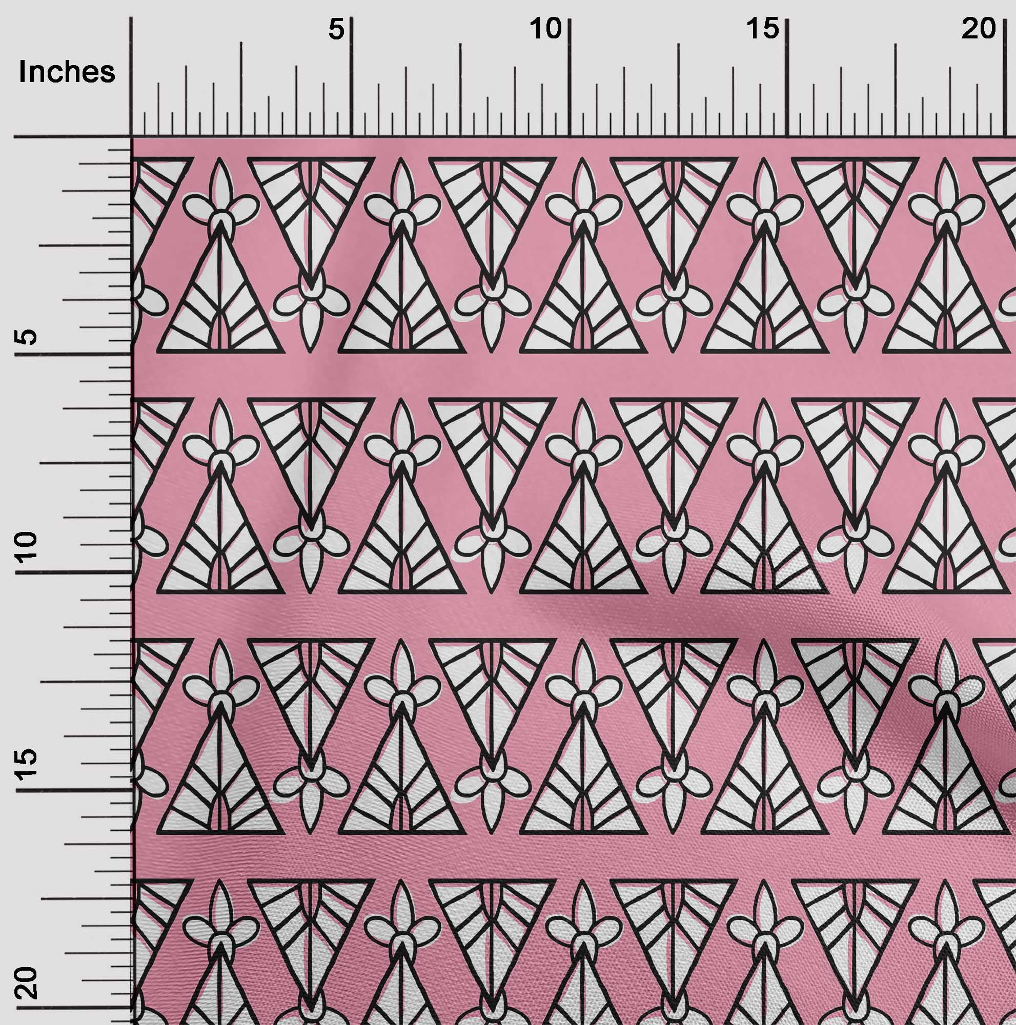 oneOone Viscose Jersey Fabric Floral & Triangle Block Print Fabric By ...