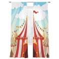 Cartoon Stripe House Flag Chiffon Sheer Curtains 84 Inches Long Blue ...