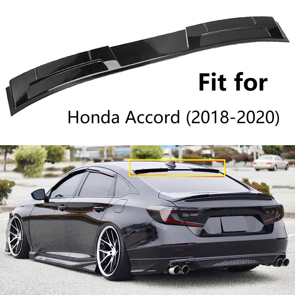 Fit for Honda Accord 2018-2020 Rear Window Roof Spoiler Wing (Gloss ...
