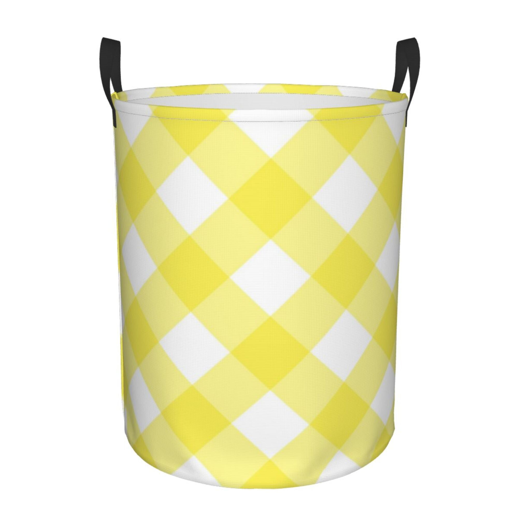 LNWH Laundry Basket, Gingham Yellow Background Pattern Foldable Laundry ...