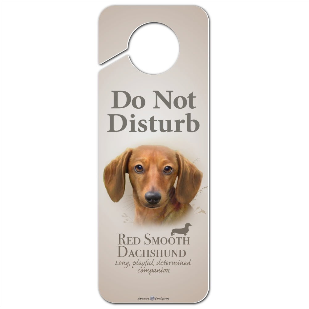 Red Smooth Dachshund Wiener Dog Breed Plastic Door Knob Hanger Sign ...