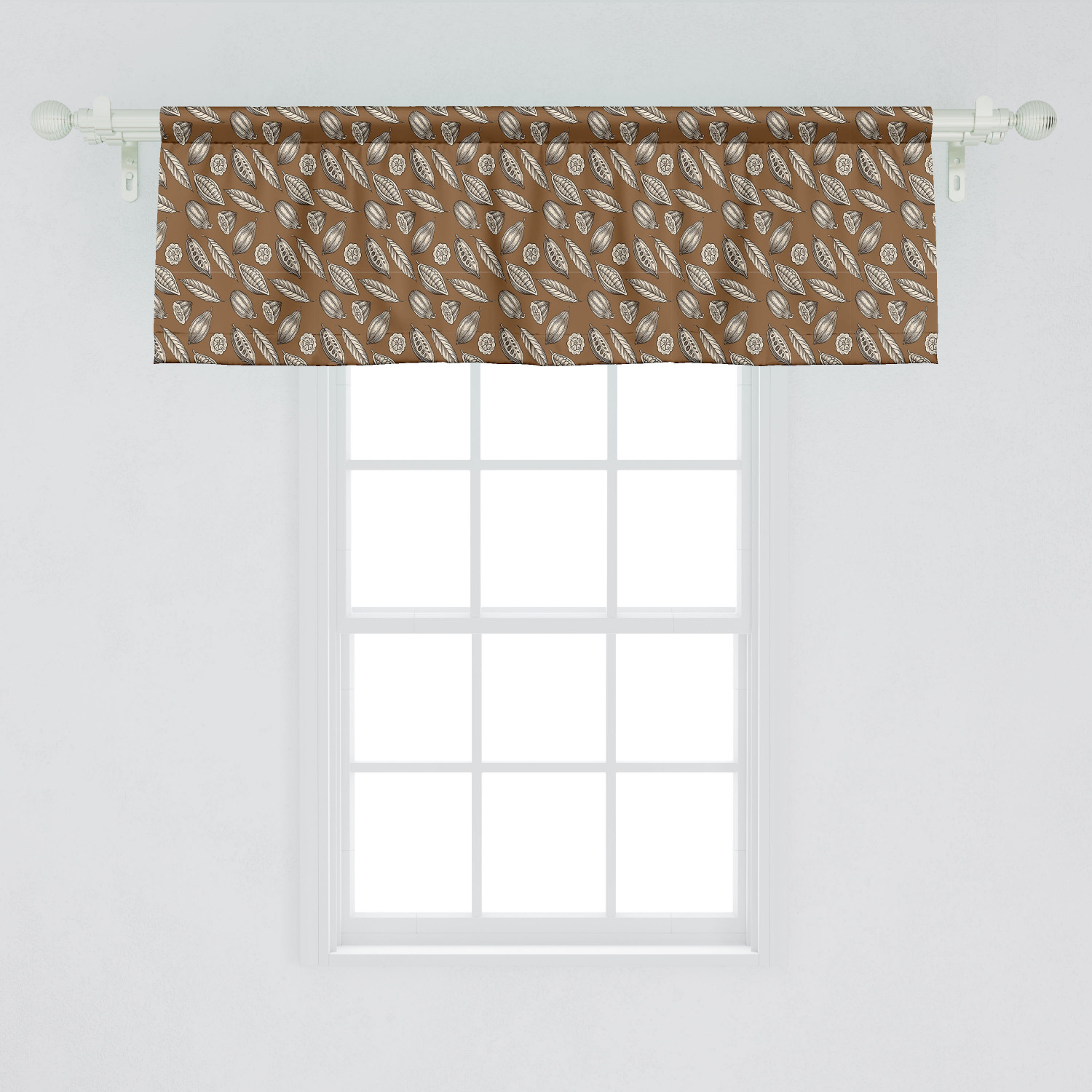 Ambesonne Earth Tones Window Valance, Cocoa Beans with Various Types of ...