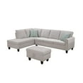 Devion Furniture Polyester Fabric Sectional Sofa, Ottoman - Light Gray ...