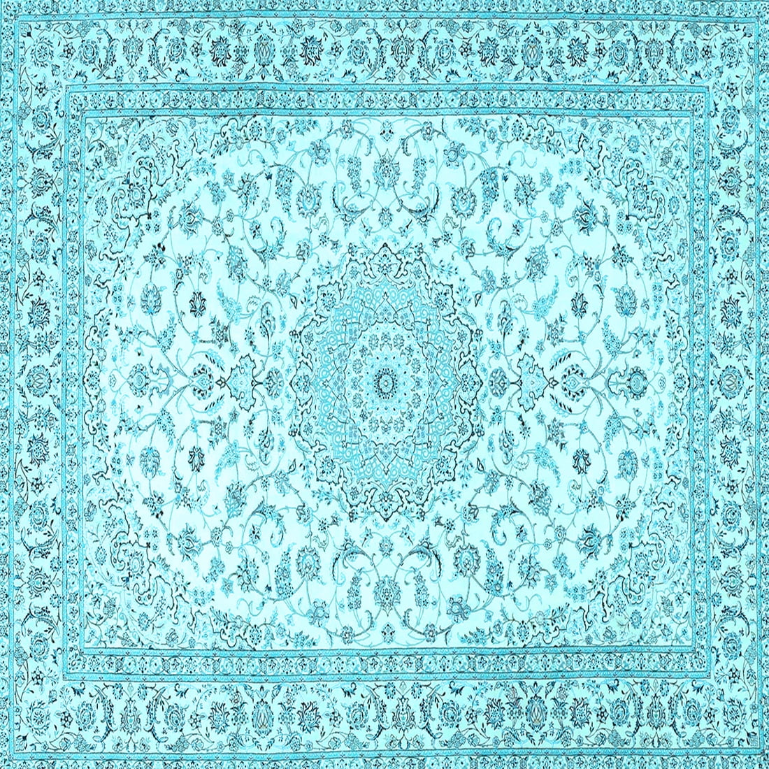 Ahgly Company Indoor Square Medallion Light Blue Traditional Area Rugs ...