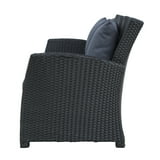 Uhomepro 4-Piece Outdoor Patio Furniture Set, Black Wicker Dining Sofa ...