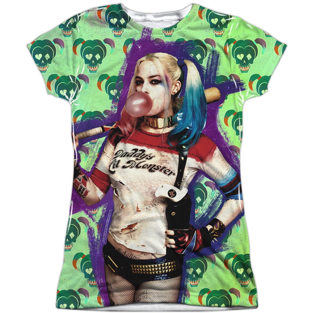 Suicide Squad Harley Bubble Skull Girls Jr Sublimation White - Walmart.com