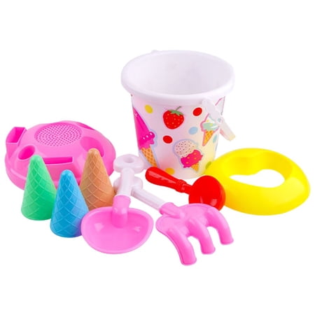 8Pcs/Set Sand Digging Tools Ice Cream Shape with Lid Spoon Rake Hand ...
