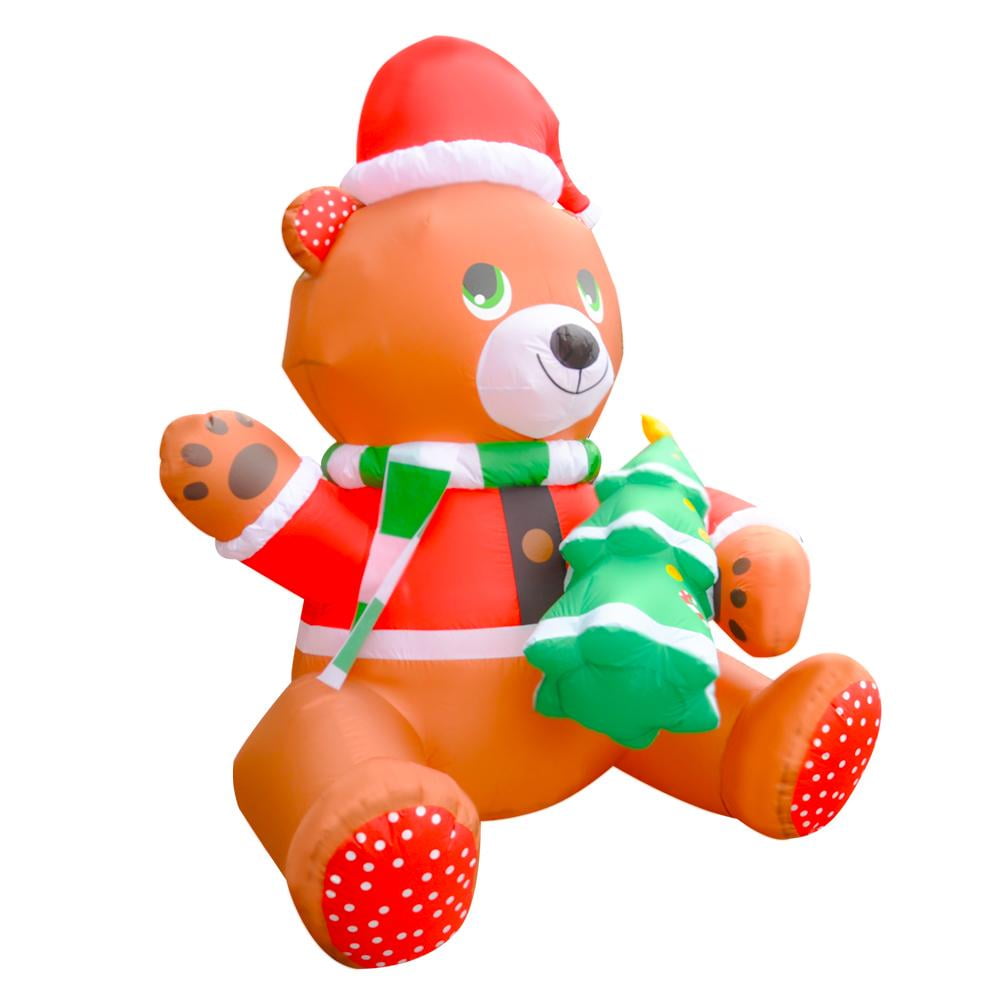 RETRO JUMP 6FT Inflatable Christmas Decor,Cute Teddy Bear Holding Tree ...