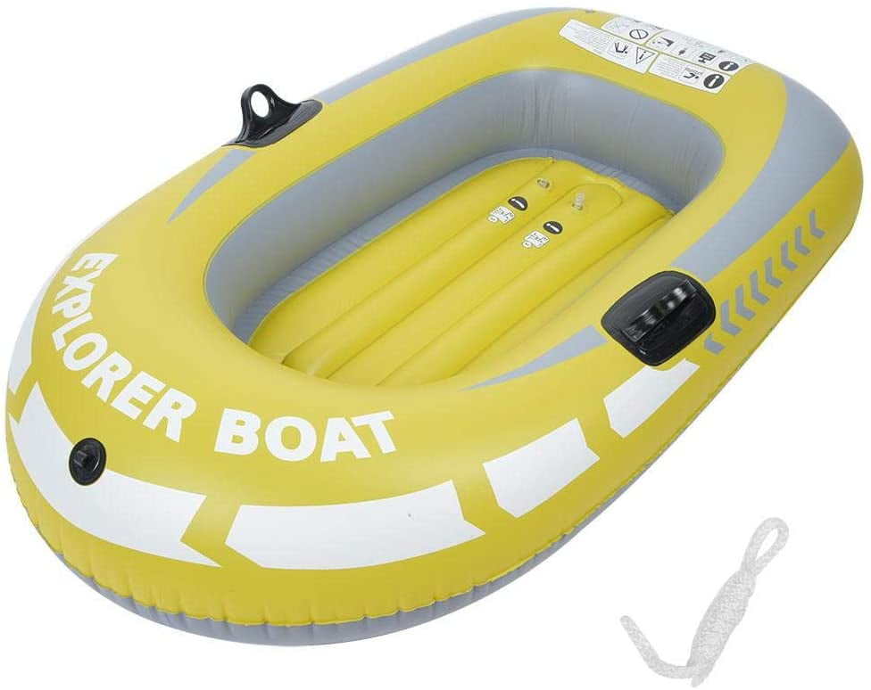 Inflatable Fishing Boat Yellow PVC Inflatable One Person Rowing Air ...