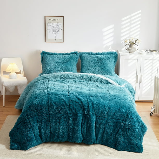 Wajade Plush Duvet Cover Set 3 Piece - Luxury Ultra Soft Fluffy Fuzzy ...