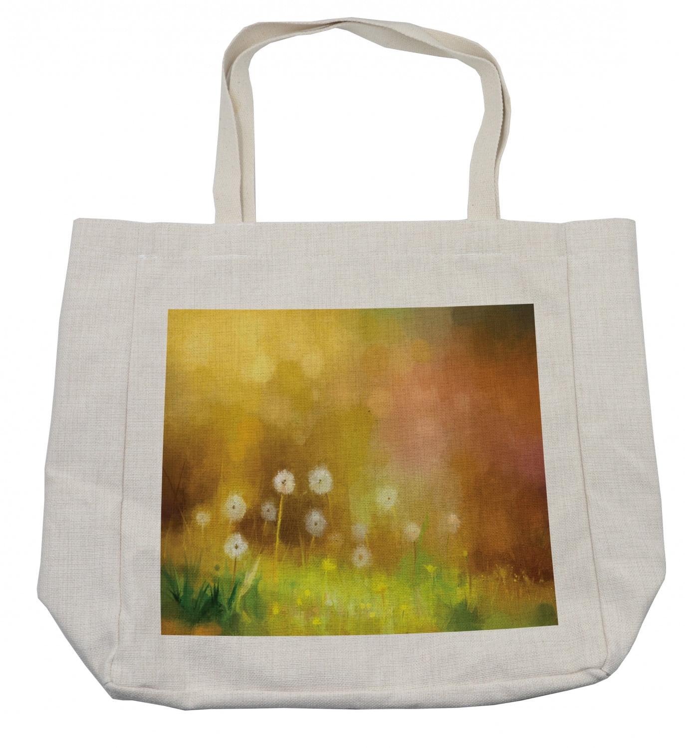 Flower Shopping Bag, Dandelion Field Wild Nature Pastel Grass Spring ...