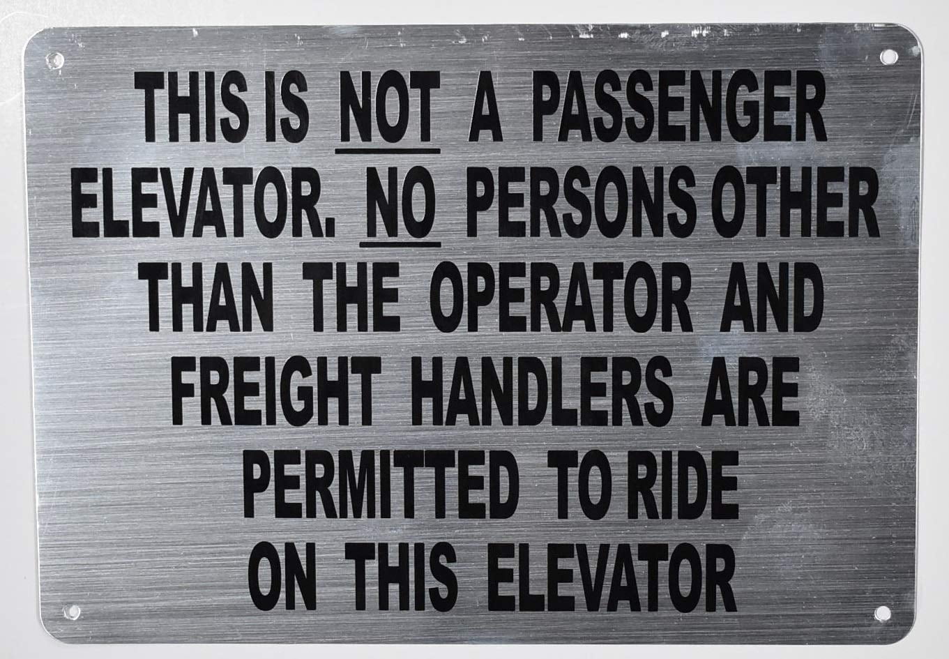 Freight Elevator Sign (Silver,Aluminium, 7x10)(ref-2022-4) - Walmart.com