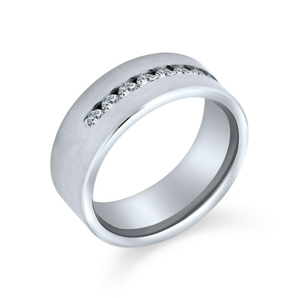 Bling Jewelry - Channel Set AAA CZ Cubic Zirconia Silver Tone Mens ...