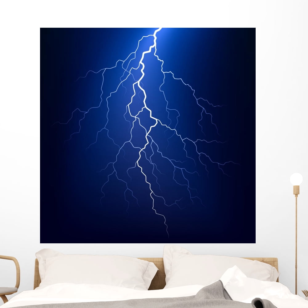 Lightning Bolt Night Vector Wall Mural by Wallmonkeys Peel and Stick ...