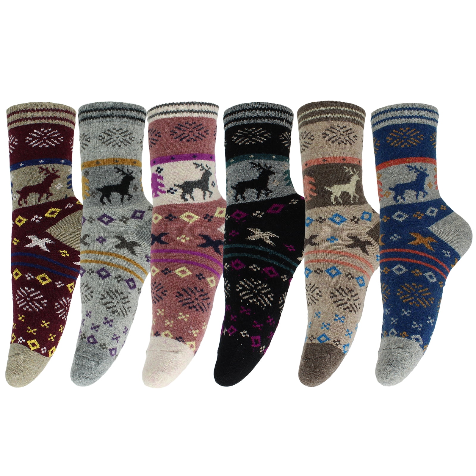 Women's 6 Pair Socks Size 6-9 Wool Warm Winter Crew Socks - Walmart.com
