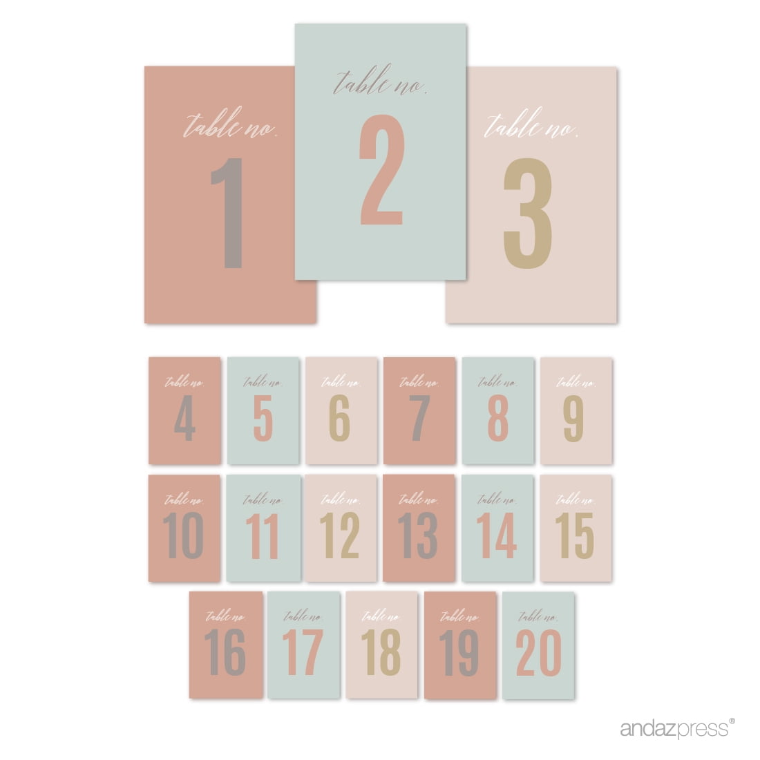 Signature Rustic Pastels Party, Table Numbers 1-20, 4x6-inch, 1-Set ...