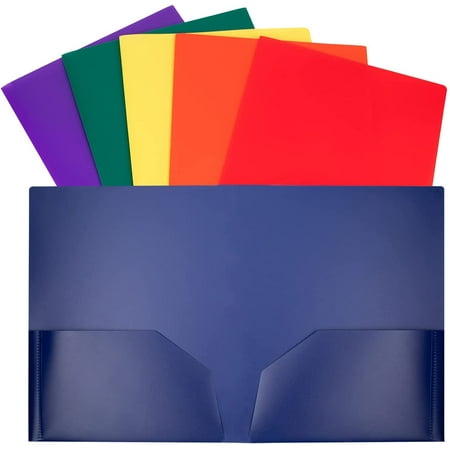 HTWW 2 Pocket Folders (6 Packs, Assorted Color) Heavy-Duty Plastic ...