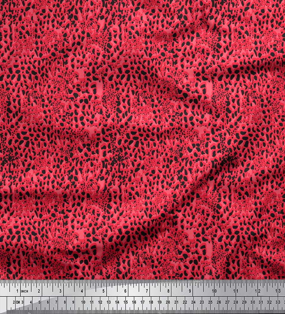 Soimoi Crepe Silk Fabric Leopard Animal Skin Printed Craft Fabric by ...