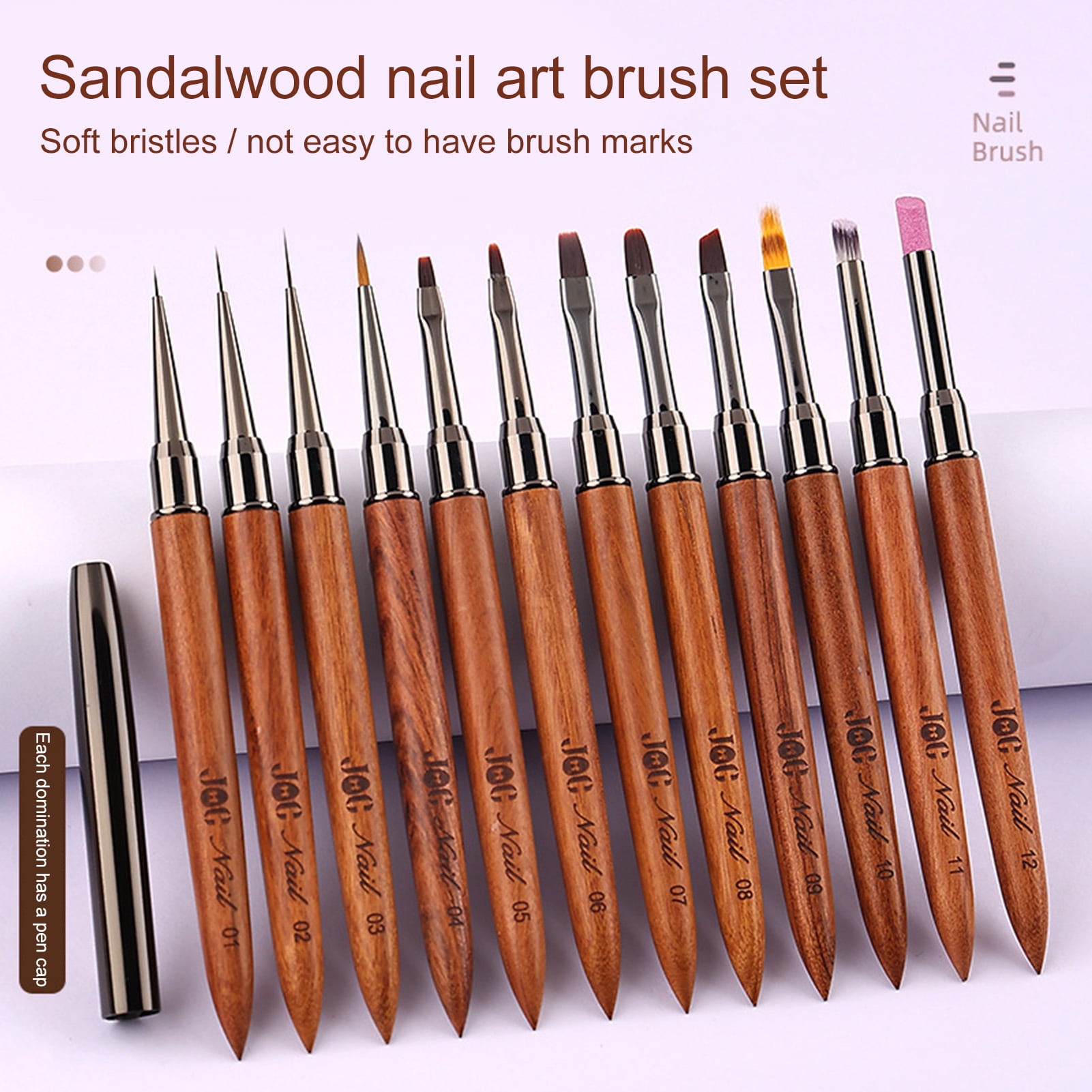 dianhelloya Nail Art Tools Nail Art Pen Sandalwood Handle Gradient ...