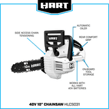 HART 40-Volt 10-Inch Battery-Powered Chainsaw Kit, (1) 2.5 Ah Lithium ...