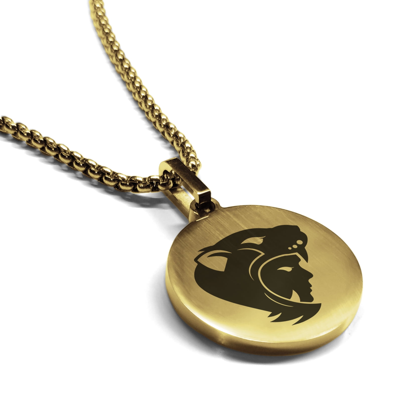 Stainless Steel Aztec Jaguar Warrior Champion Round Medallion Pendant ...