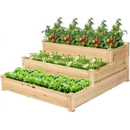 Gymax Raised Garden Bed w/ 2 Planter Boxes & Trellis Outdoor Wooden ...