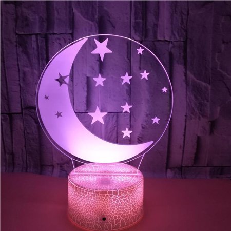 Star Moon Night Light for Kids 3D Optical Illusion Star Moon Light 7 ...