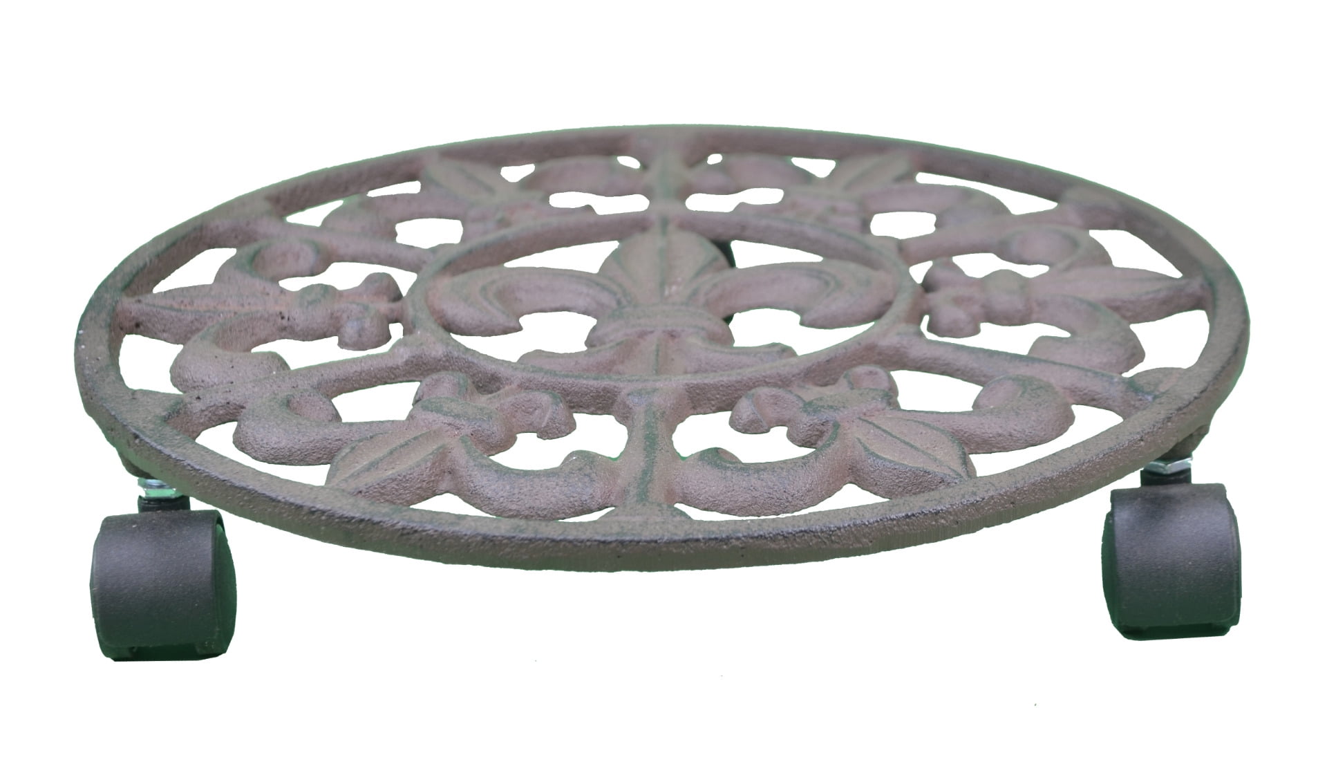 Decorative Cast Iron Planter Caddy Flower Pot Stand With Fleur De Lis ...
