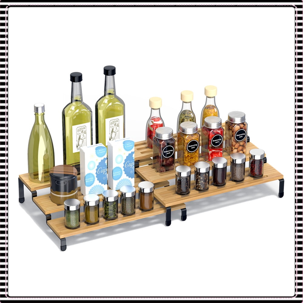 3 Tier Spice Rack Expandable Freestanding Step Shelf Seasoning ...