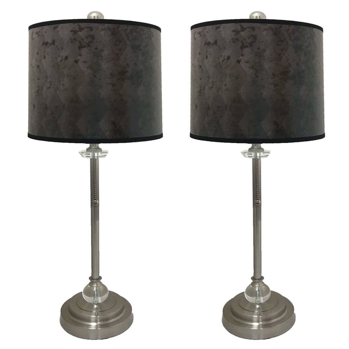 Royal Designs 28" Crystal and Brushed Nickel Buffet Lamp with Black ...