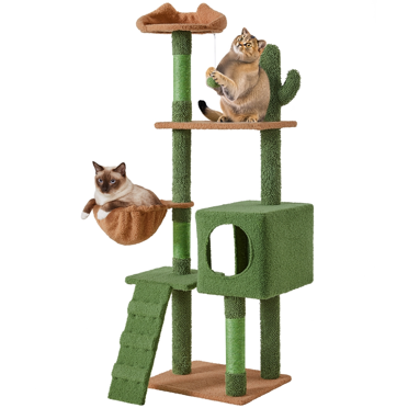 Smile Mart 54.5″ H Cactus Cat Tree with Padded Perch for Medium-sized ...