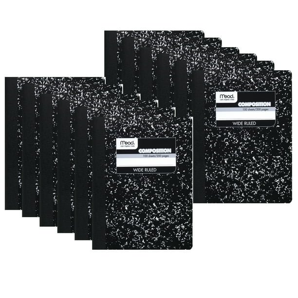Mead® Black Marble Composition Book, Wide Rule, Pack of 12 - Walmart.com