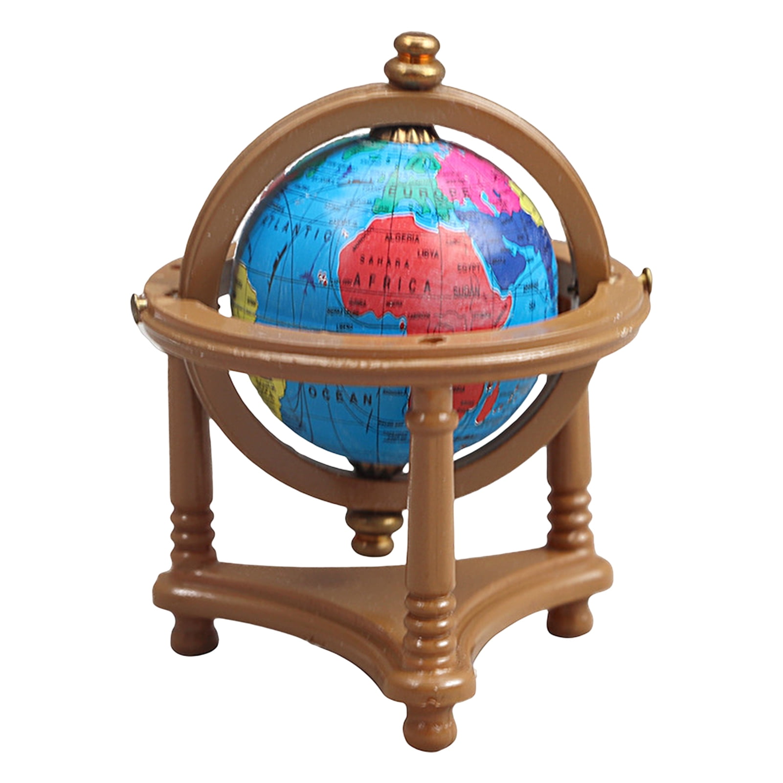 Farfi Miniature World Globe with Plastic Stand Realistic DIY Gifts Pretend Play Toys 1:12 ...
